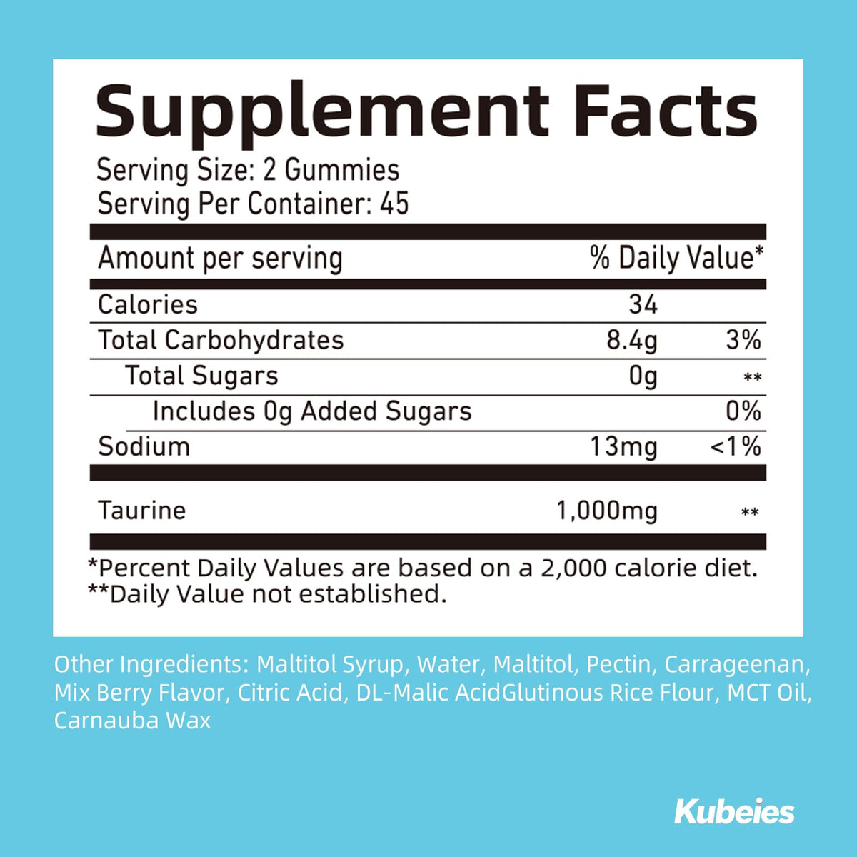 1000 mg Taurine supplement for wellness