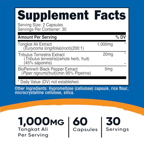 1000 mg Tongkat Ali capsules for vitality