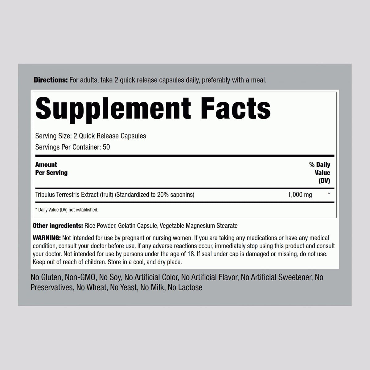 1000 mg Tribulus for vitality