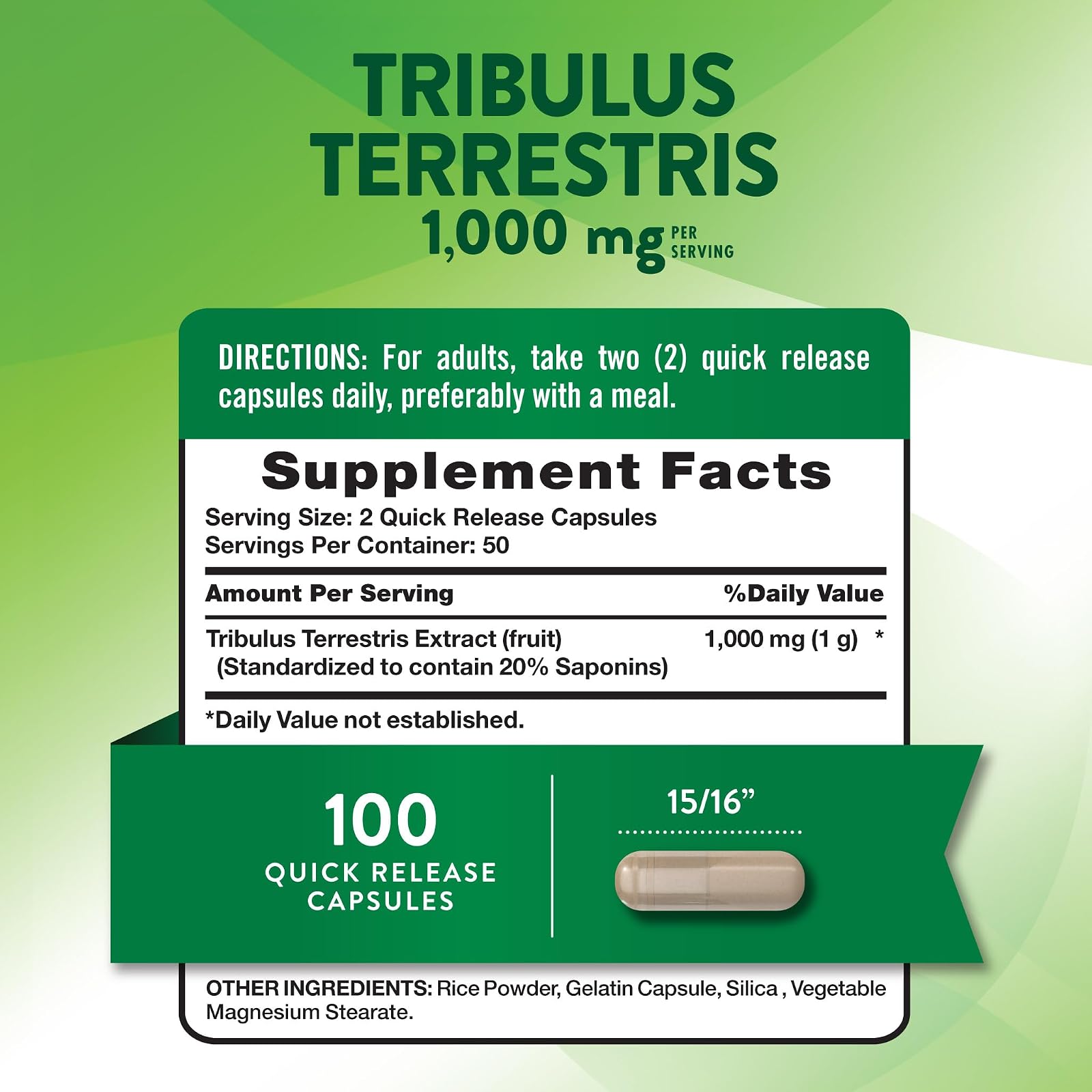 1000 mg Tribulus for vitality