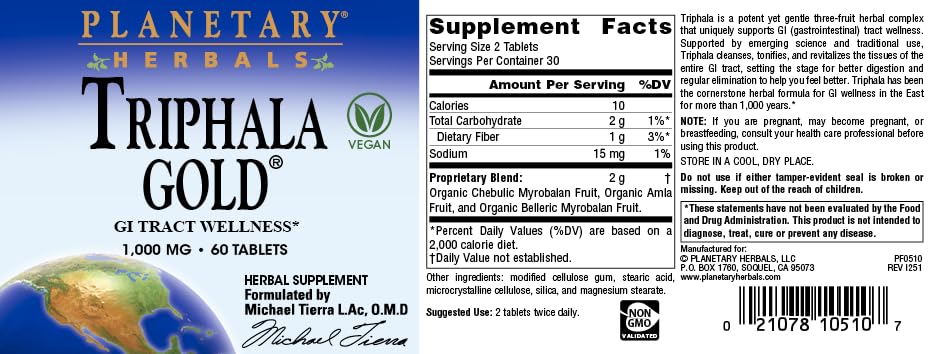 1000 mg Triphala tablets for wellness
