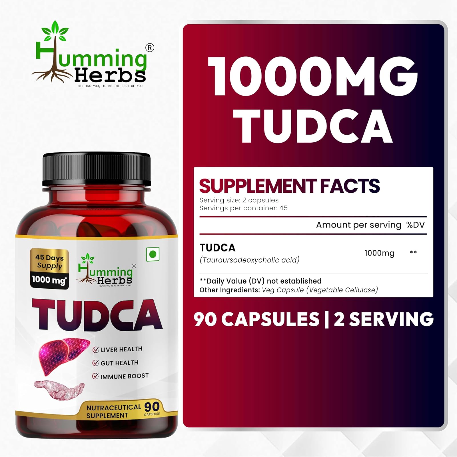 1000 mg TUDCA capsules for detox
