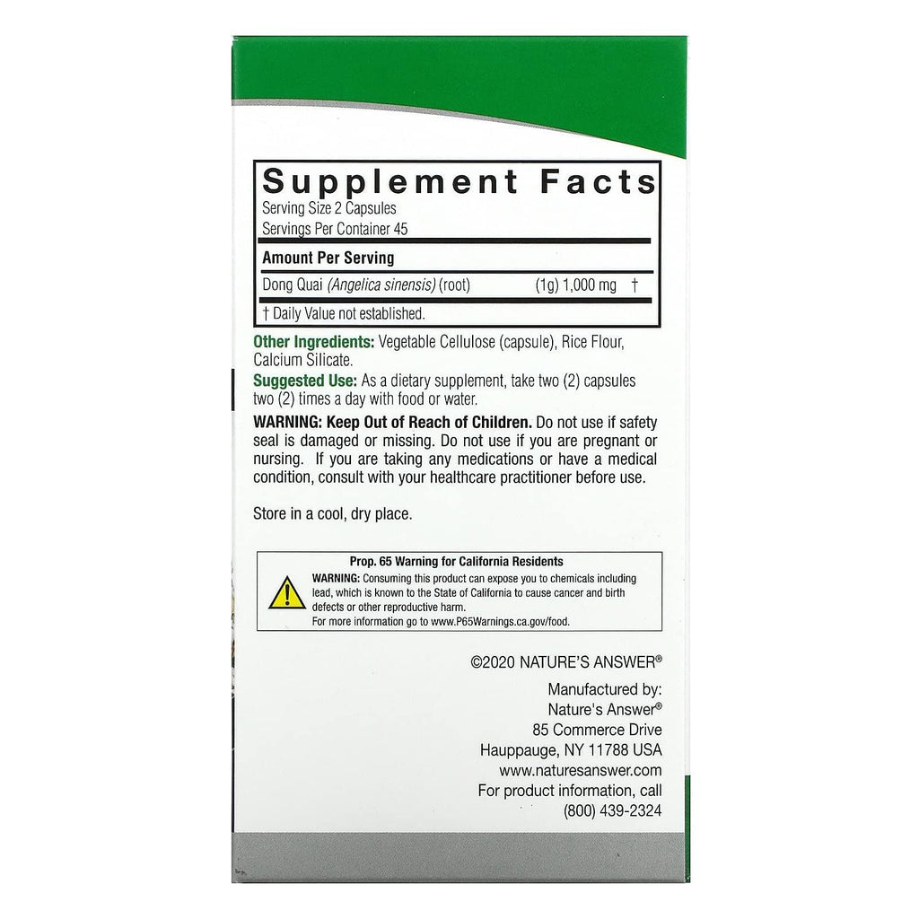 1000 mg vegetarian Dong Quai capsules