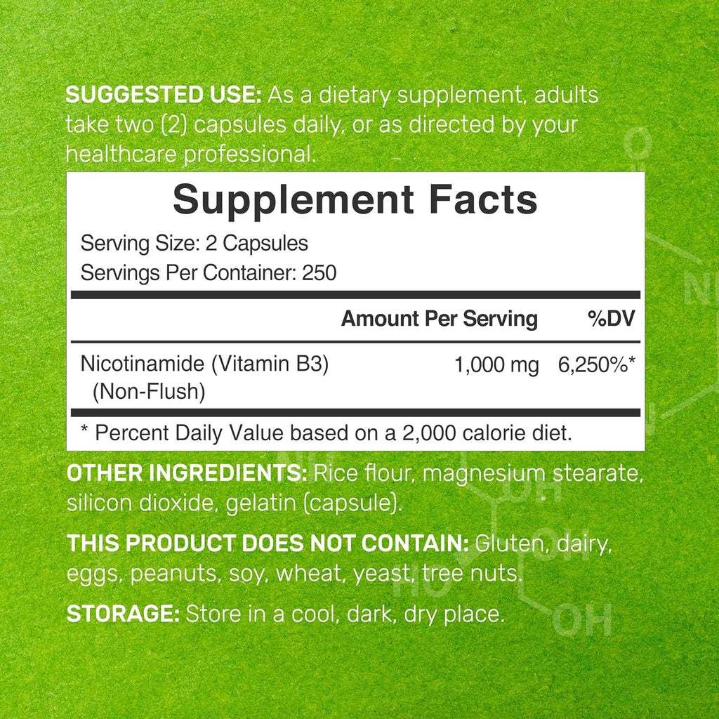 1000 mg Vitamin B3 capsules for energy