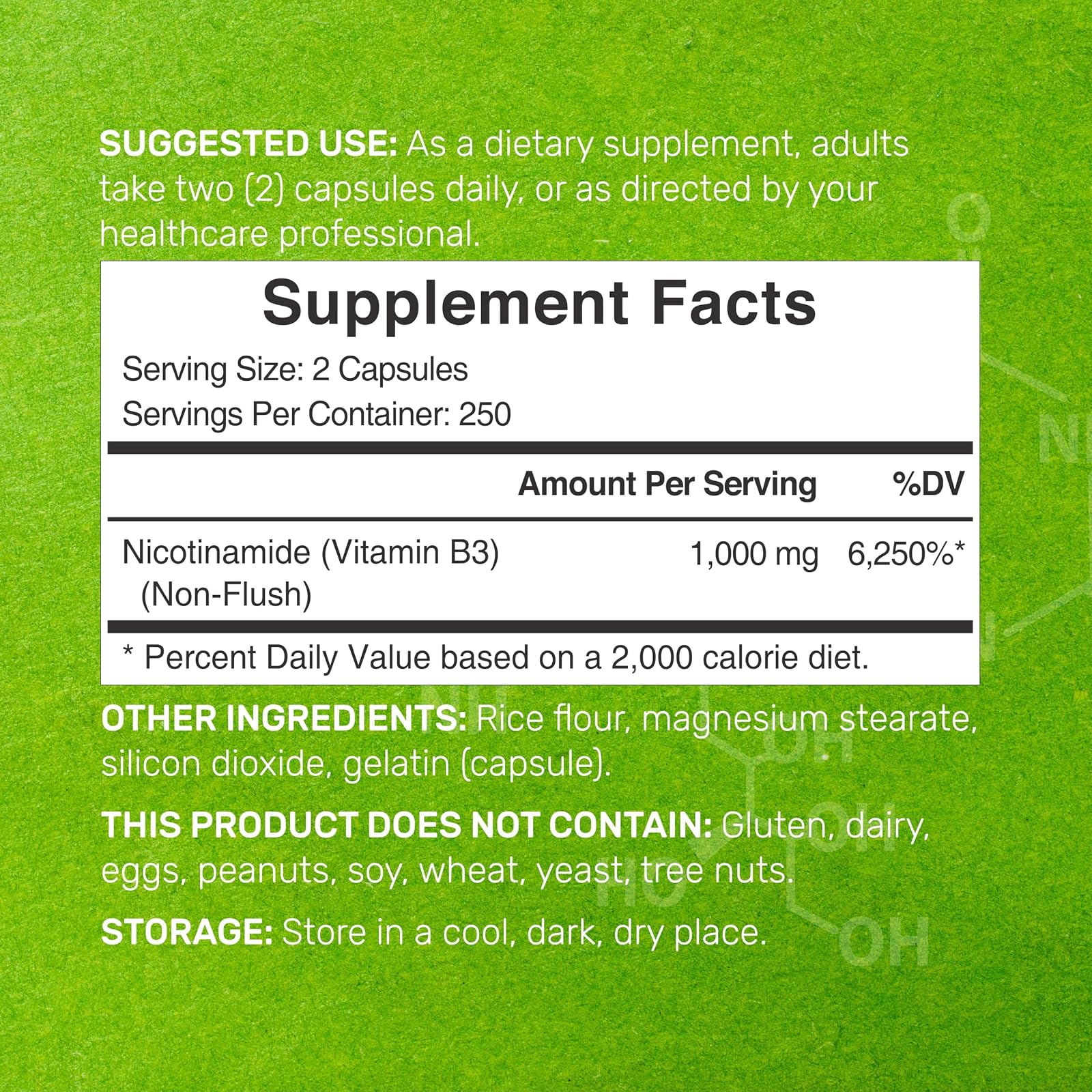 1000 mg Vitamin B3 capsules for energy