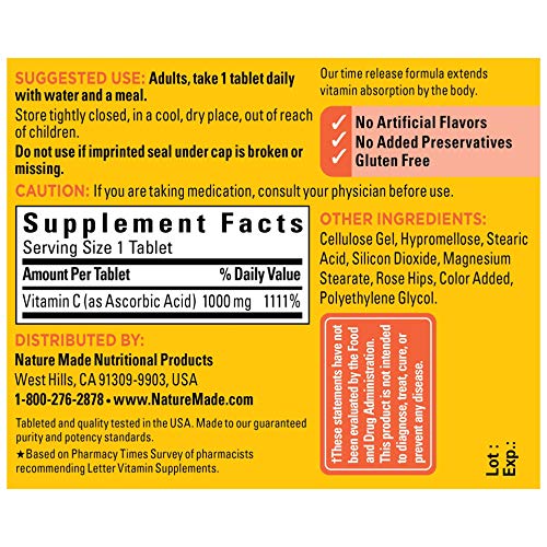 1000 mg vitamin C tablets for immunity