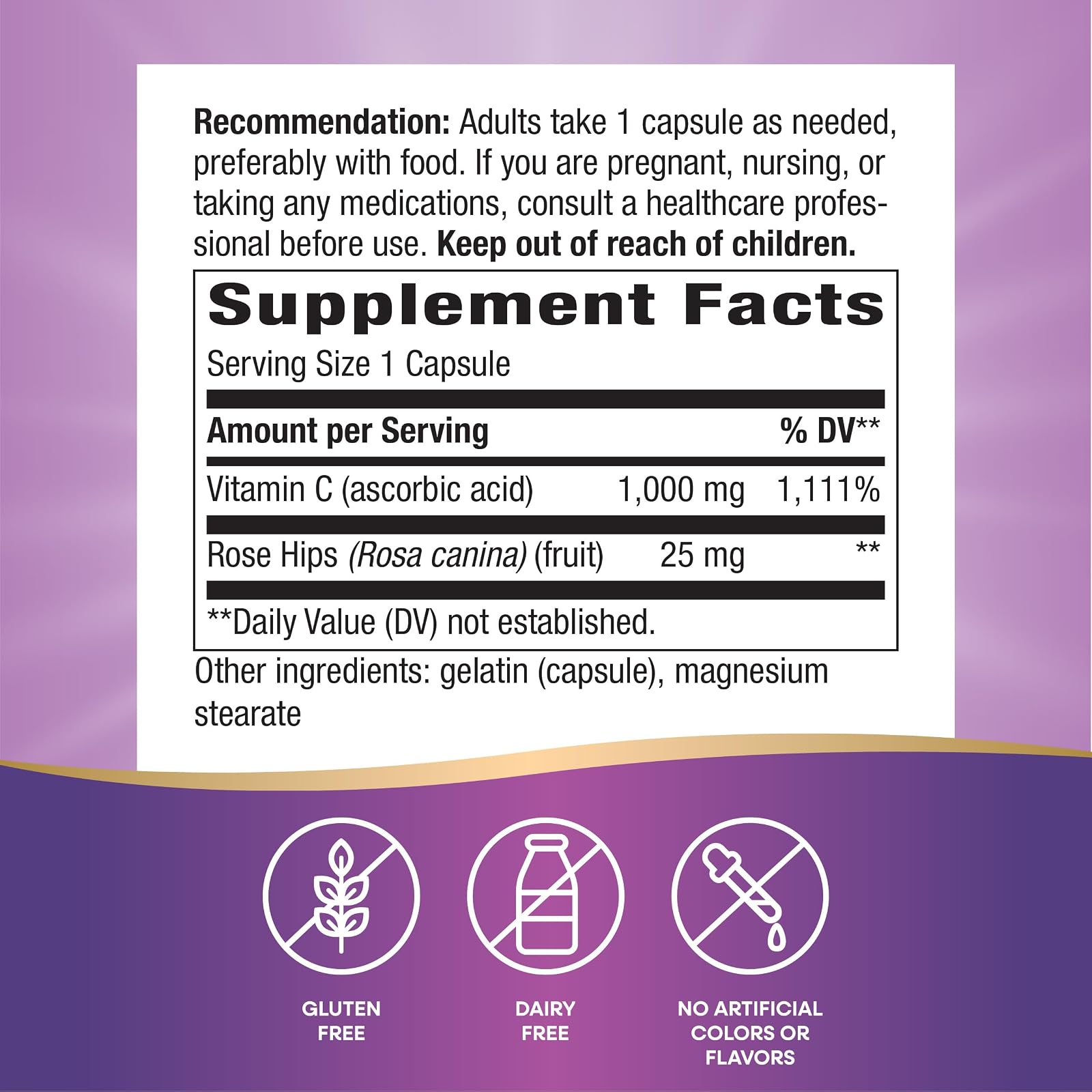 1000 mg Vitamin C with Rose Hips