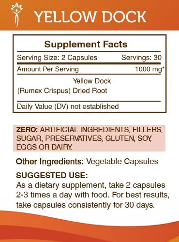 1000 mg Yellow Dock for vitality