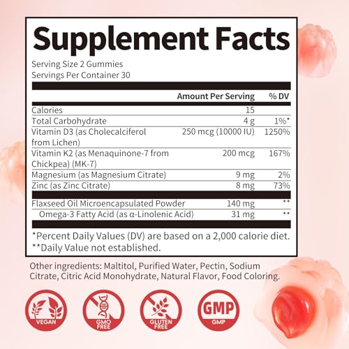 10000 IU Vitamin D3 K2 gummies for optimal health