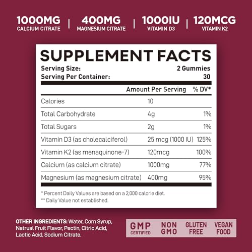 1000mg calcium gummies for health