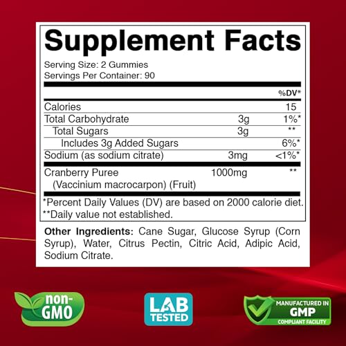 1000mg cranberry gummies for bladder support