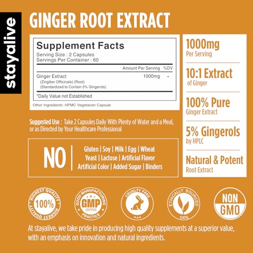 1000mg ginger capsules for wellness