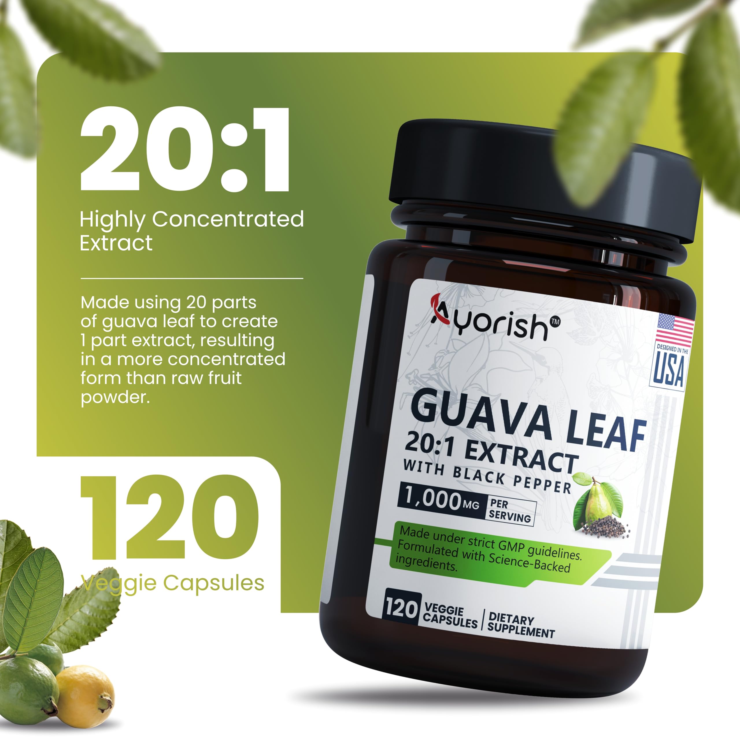 1000mg guava leaf dietary capsules