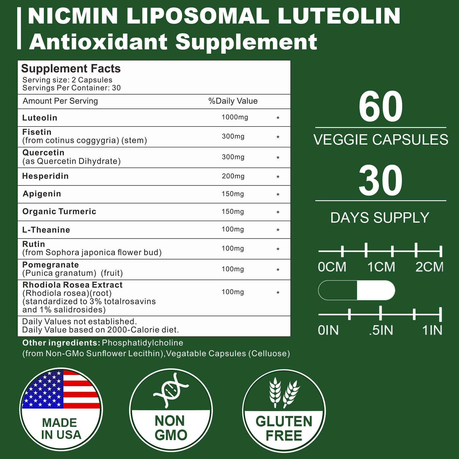 1000MG luteolin for enhanced wellness