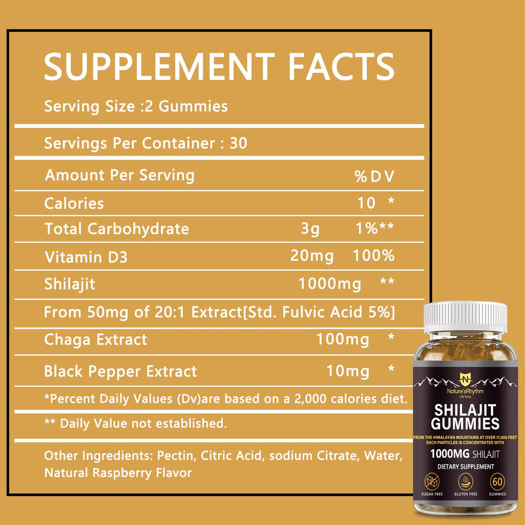 1000mg Shilajit gummies with fulvic acid
