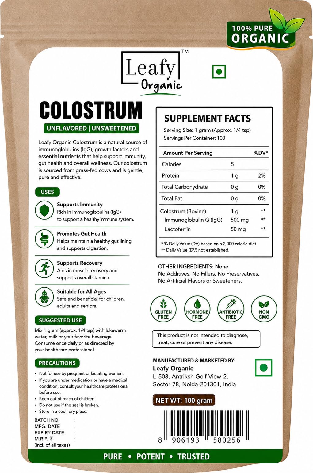 100g colostrum powder for daily wellness