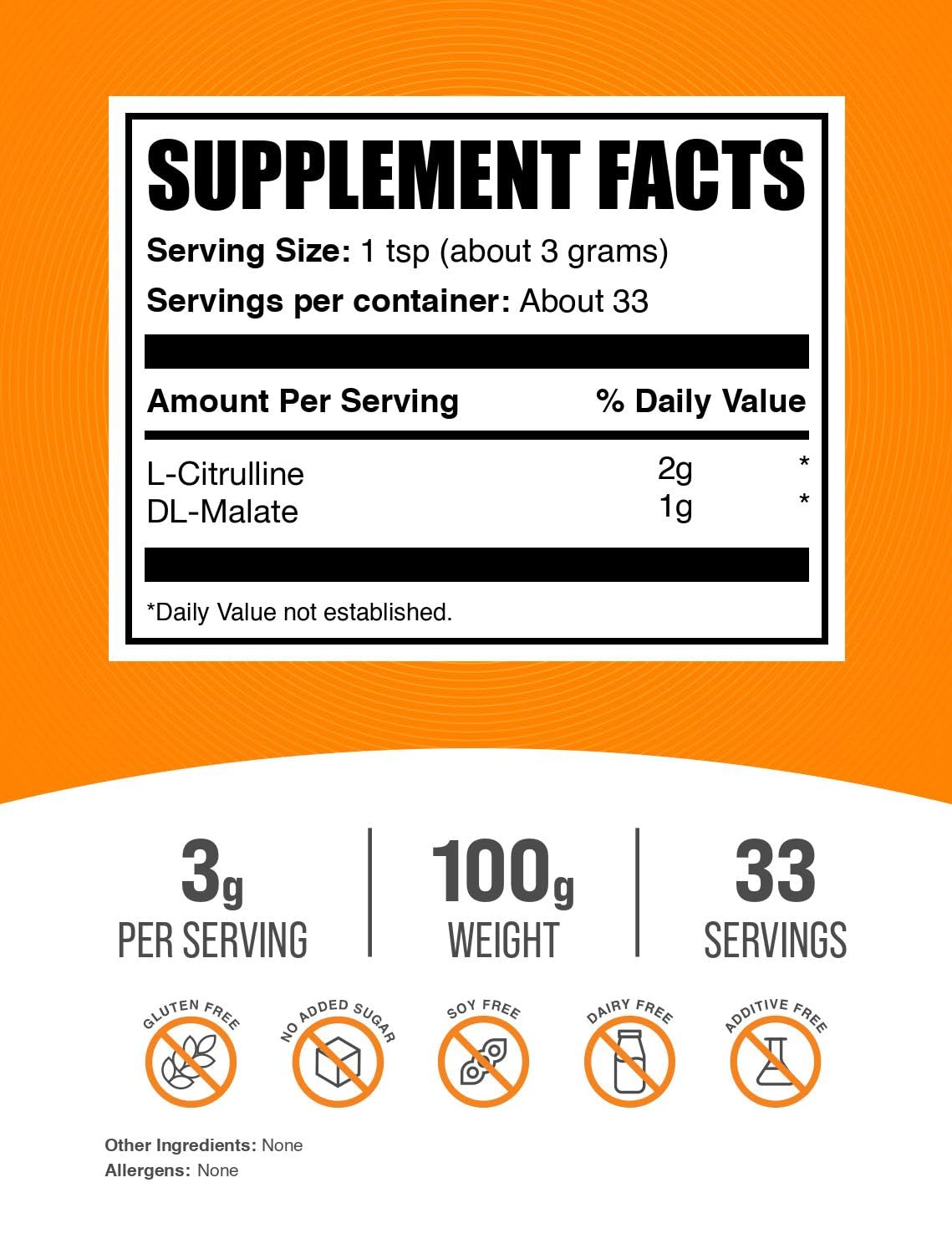 100g L-Citrulline Malate powder for energy