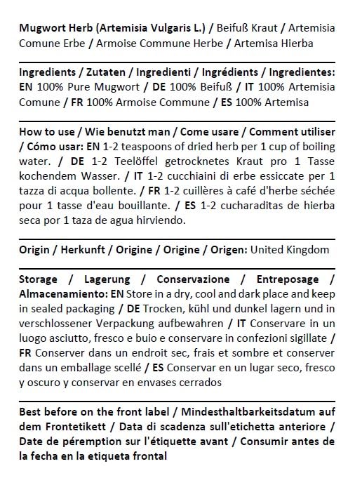 100g mugwort herb for herbal infusions