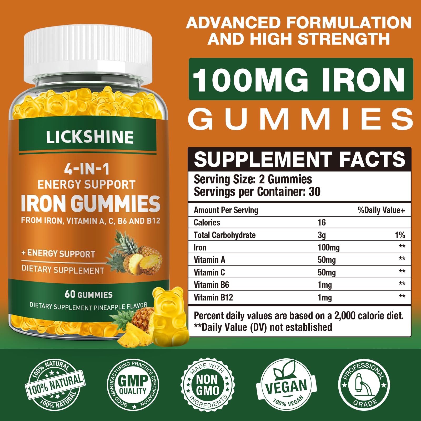 100MG iron gummies with vitamin C