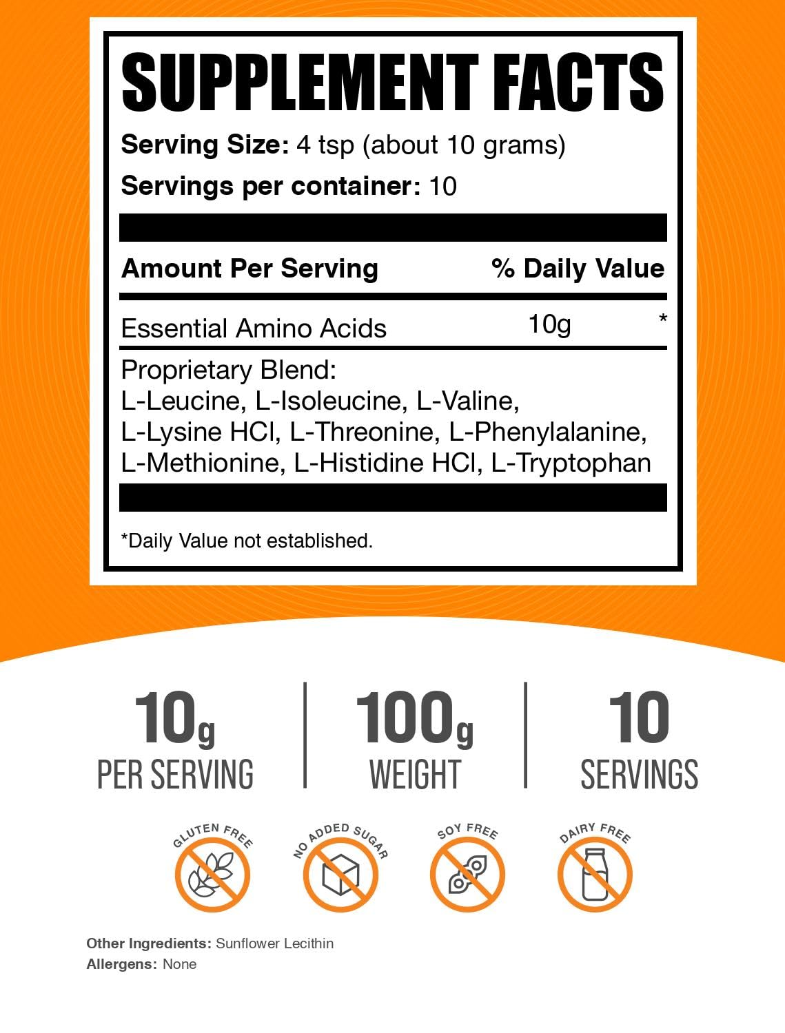 10g Essential Amino Acids for muscle recovery