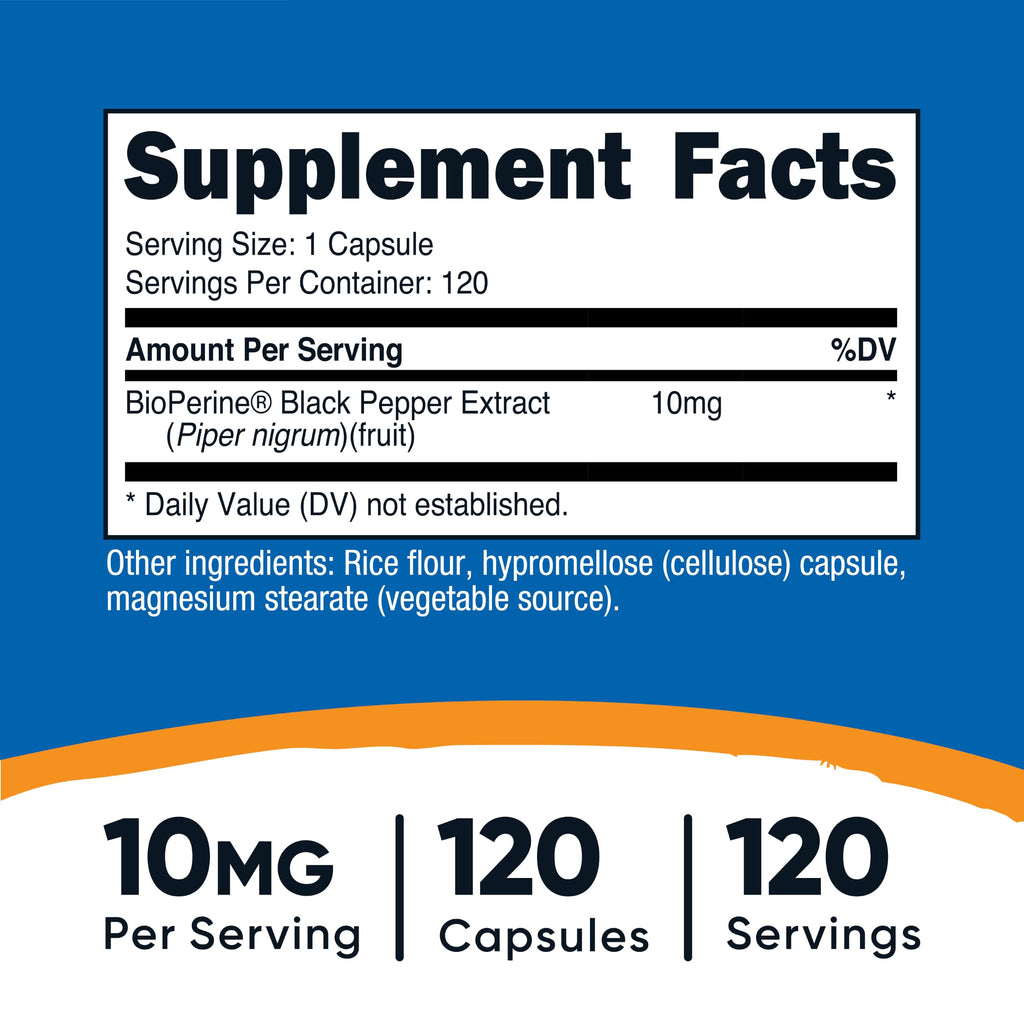 10mg black pepper extract capsules