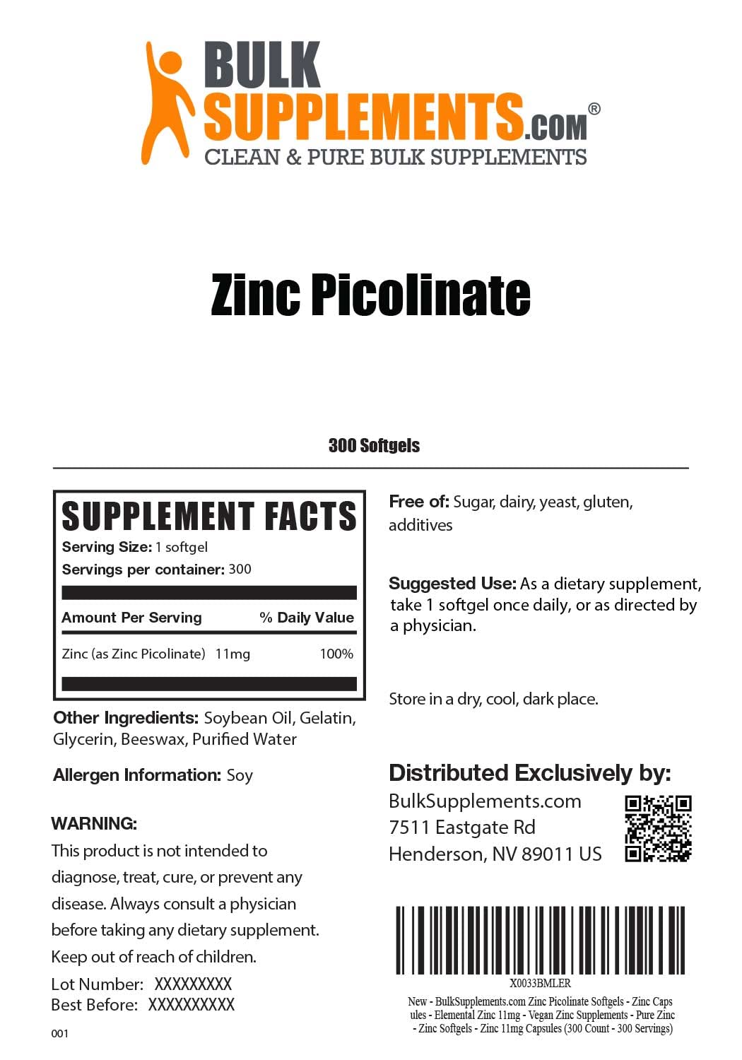 11mg zinc supplement for wellness