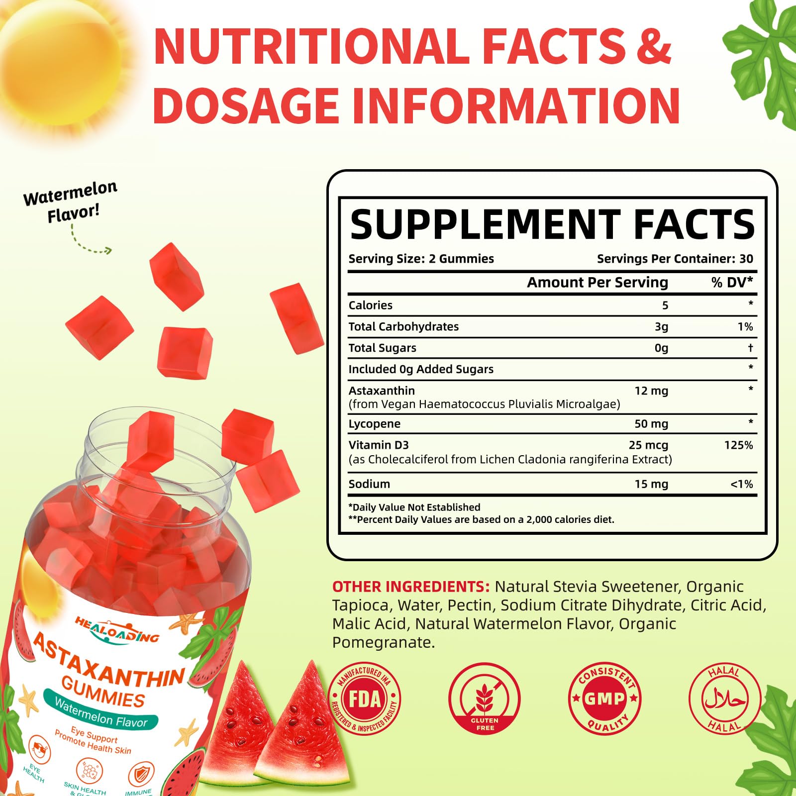 12 mg Astaxanthin antioxidant gummies