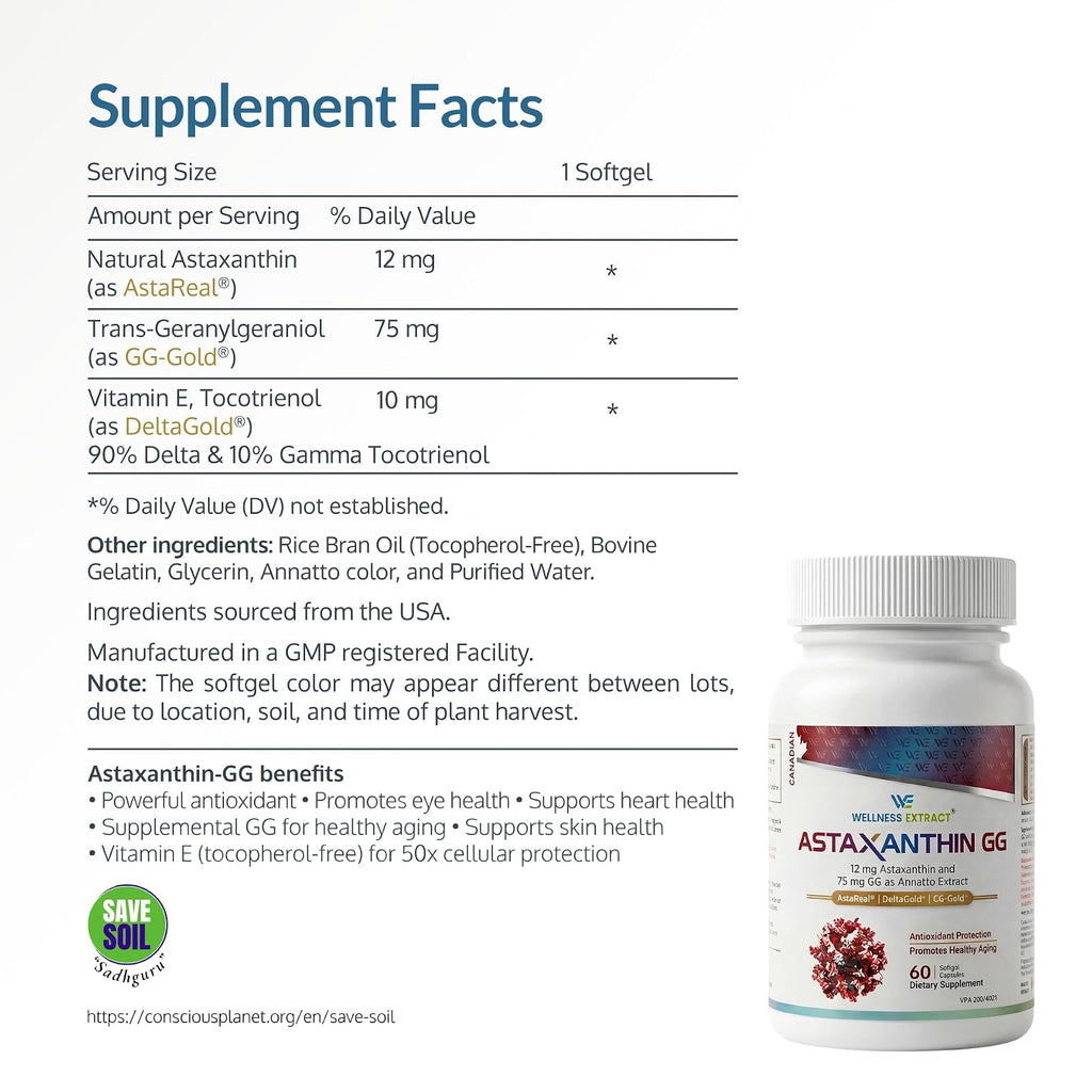 12 mg Astaxanthin softgels for vitality