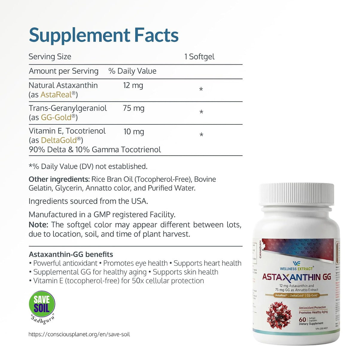 12 mg Astaxanthin softgels for vitality