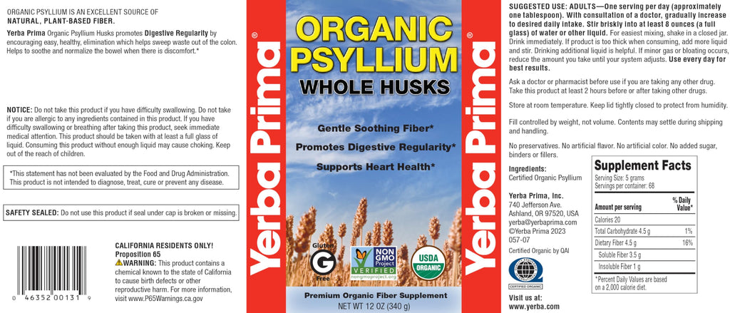 12 oz pack of organic psyllium husks