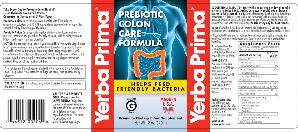 12 oz prebiotic formula for colon care