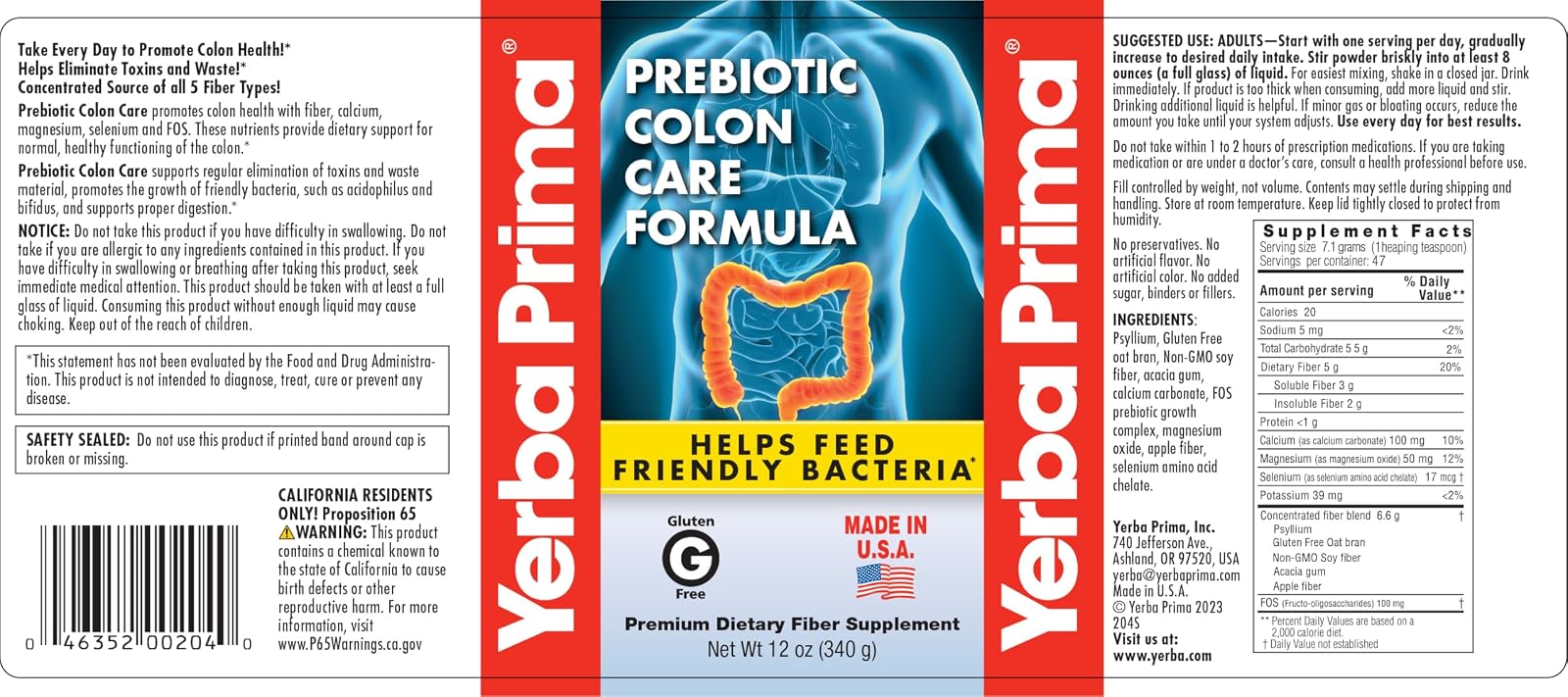 12 oz prebiotic formula for colon care