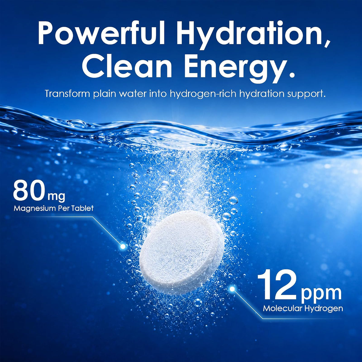 12 PPM hydrogen tablets for energy