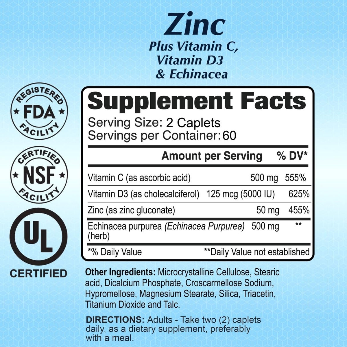 120 caplets of essential zinc