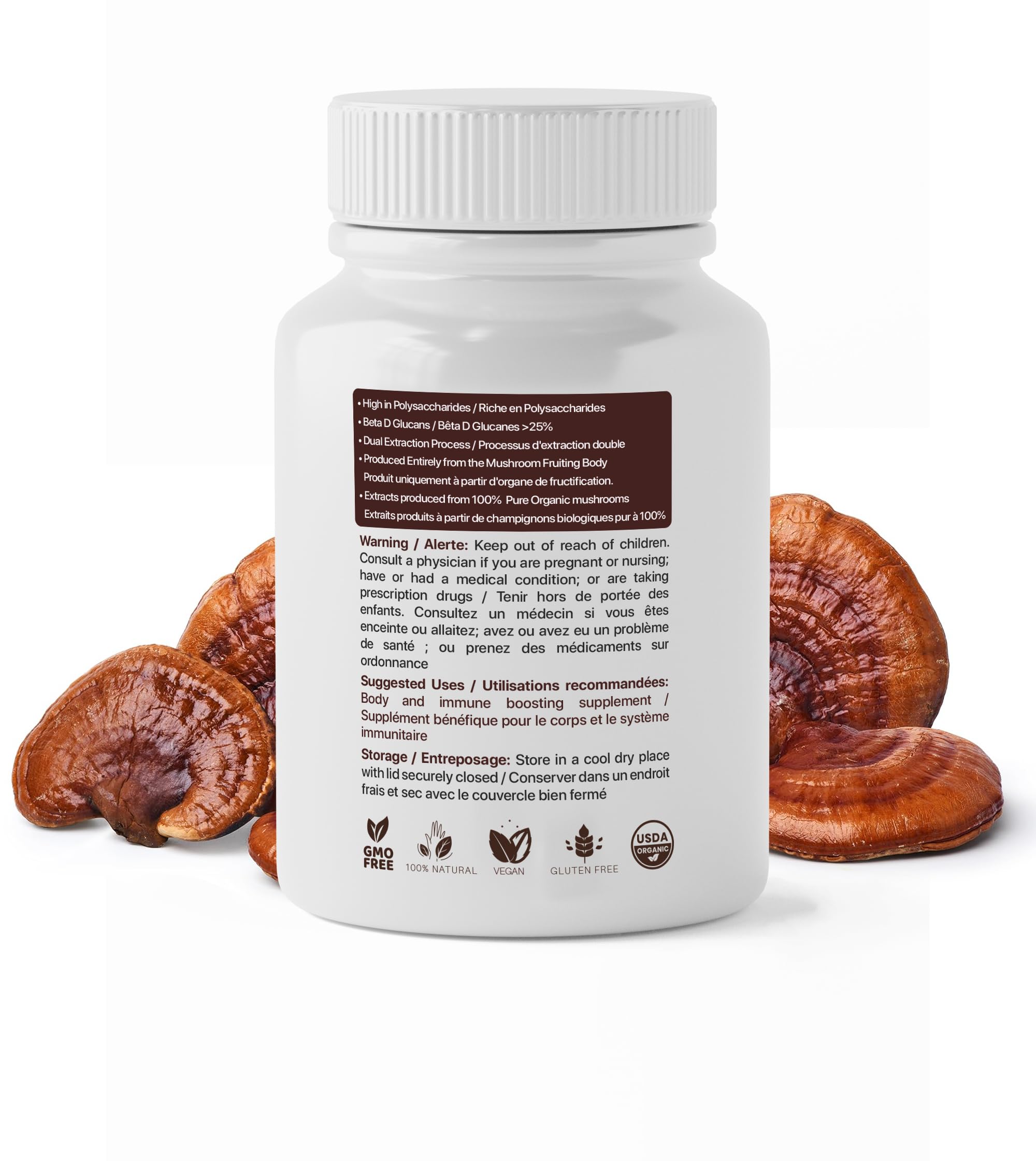 120 caps of premium reishi mushroom extract