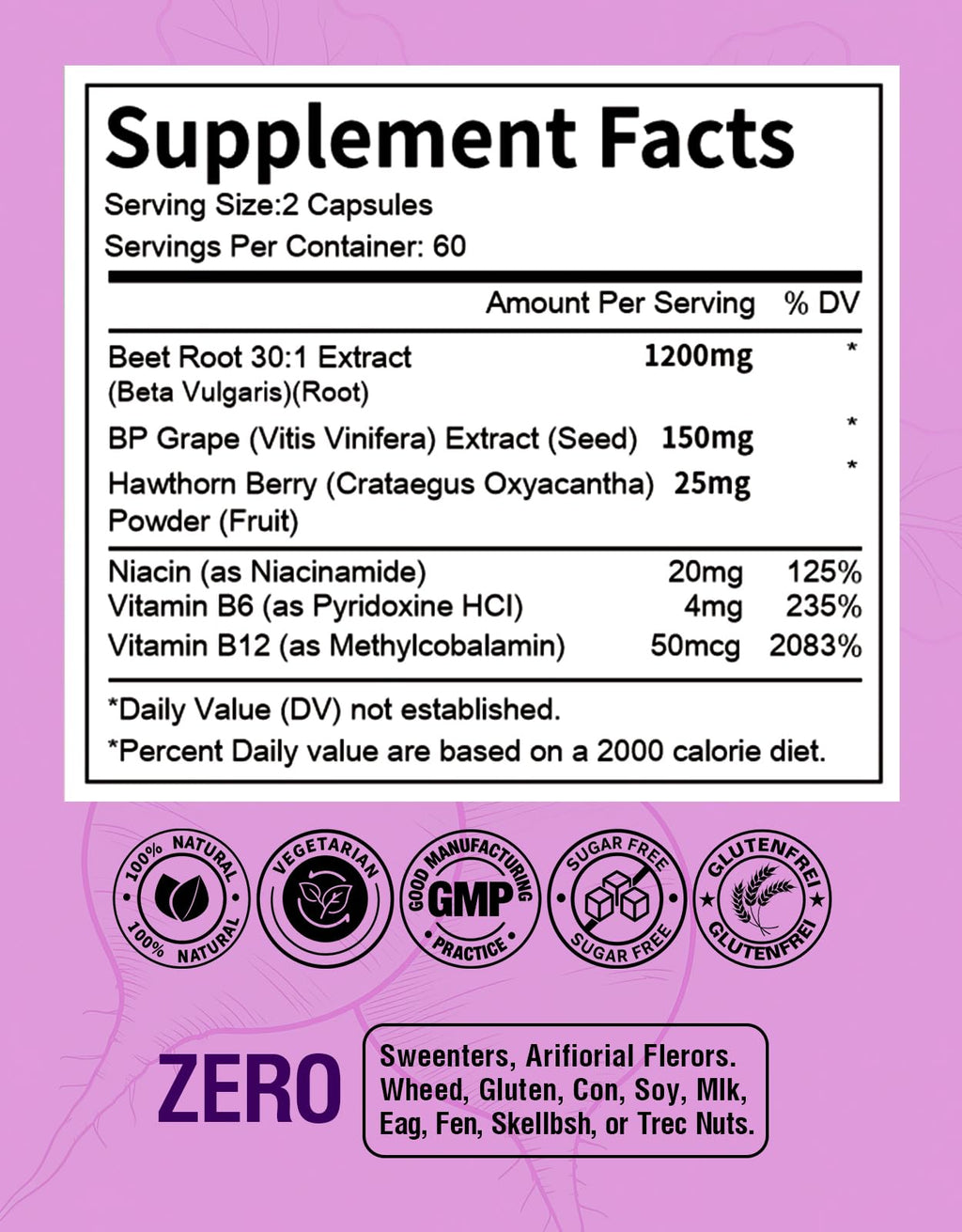 120 capsules of beet root extract