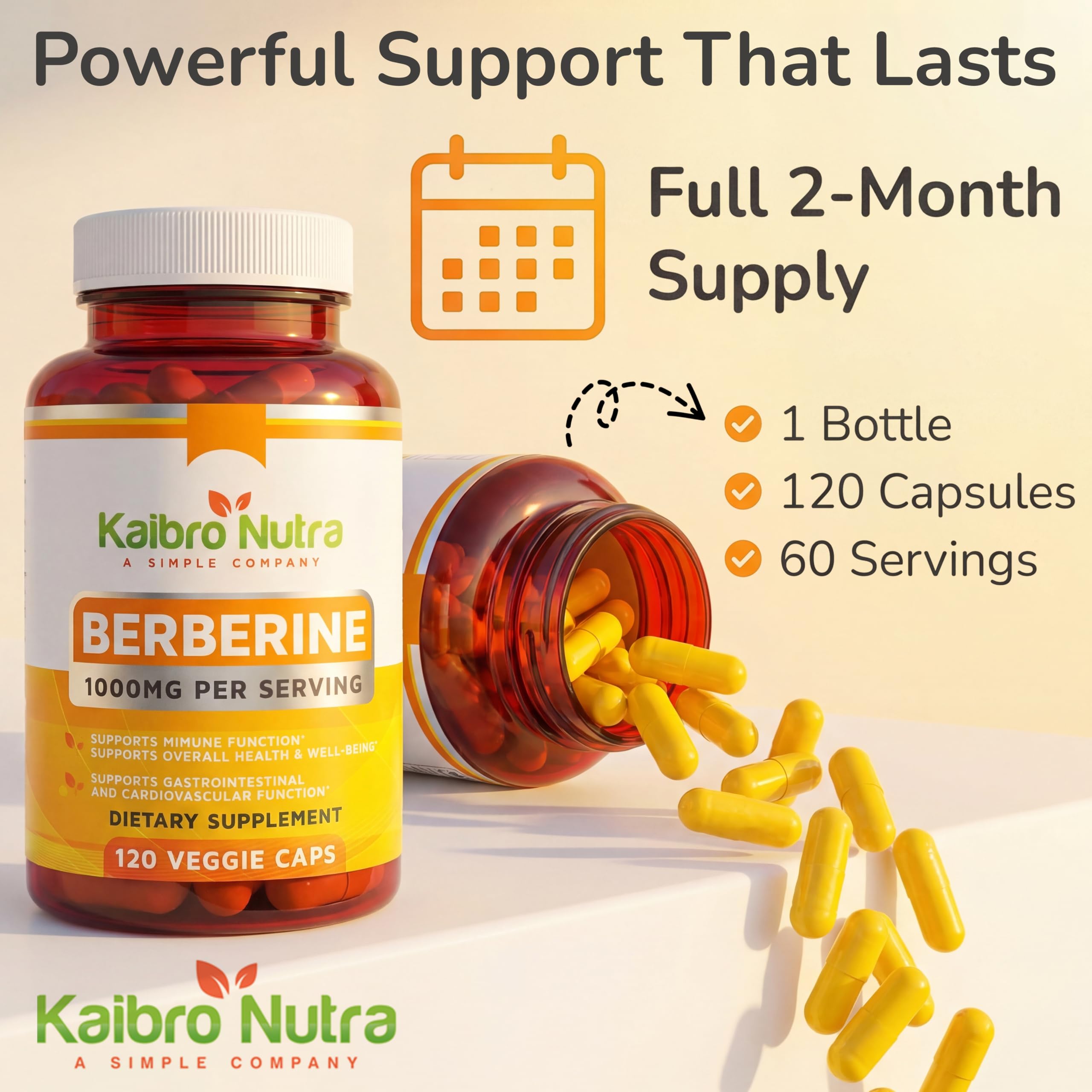 120 capsules of Berberine HCL supplement