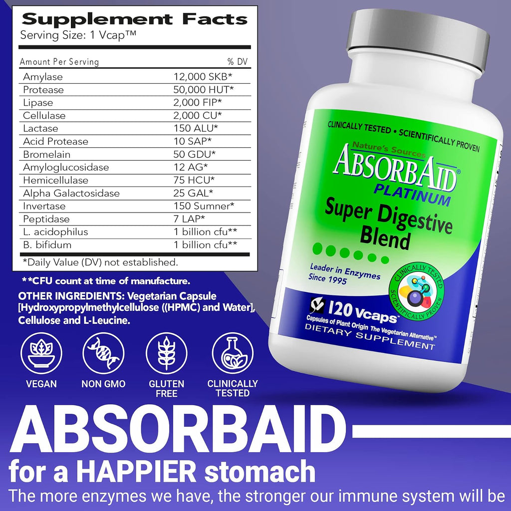 120 capsules of digestive enzyme support