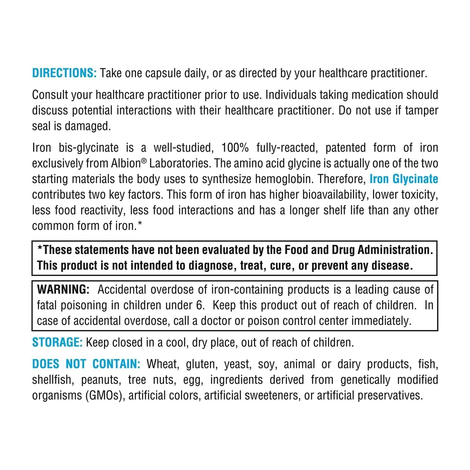 120 capsules of easy-to-digest iron