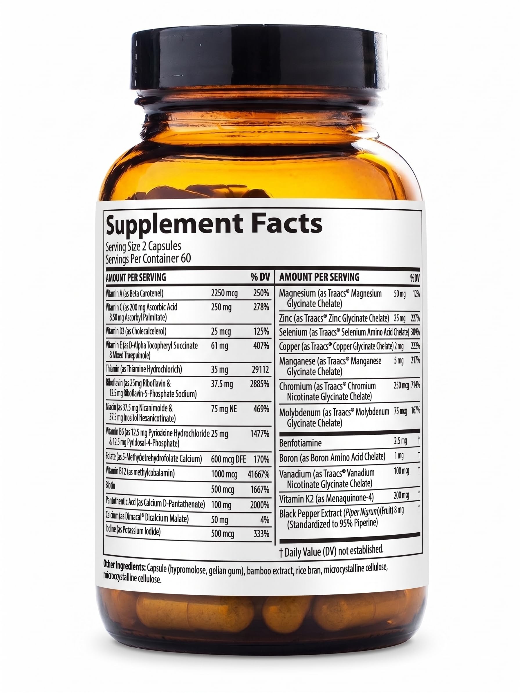 120 capsules of essential vitamins and minerals