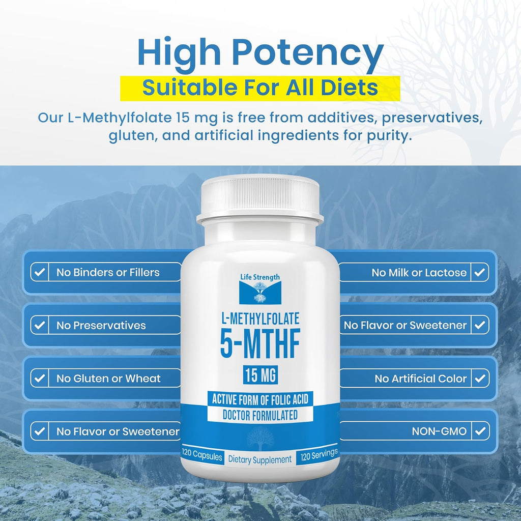 120 capsules of L-Methylfolate for daily wellness