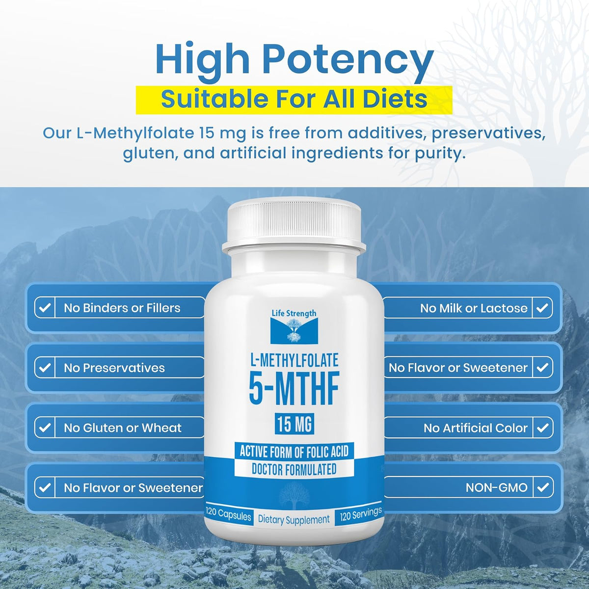 120 capsules of L-Methylfolate for daily wellness