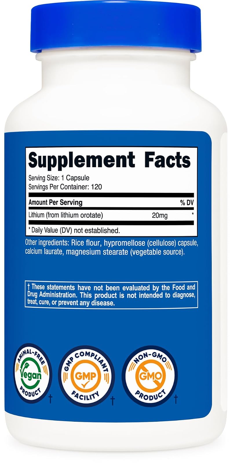 120 capsules of Lithium Orotate for daily use