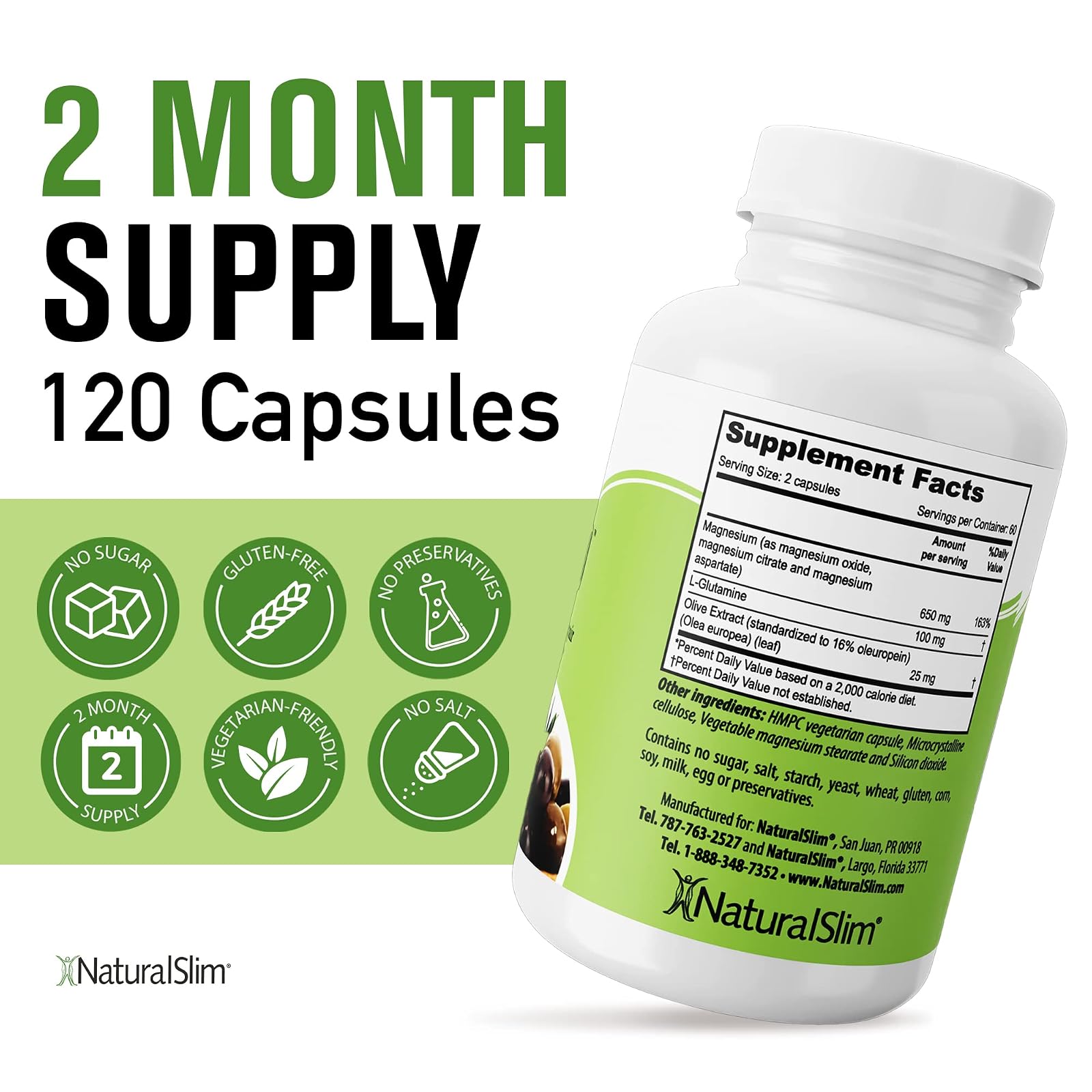 120 capsules of magnesium oxide