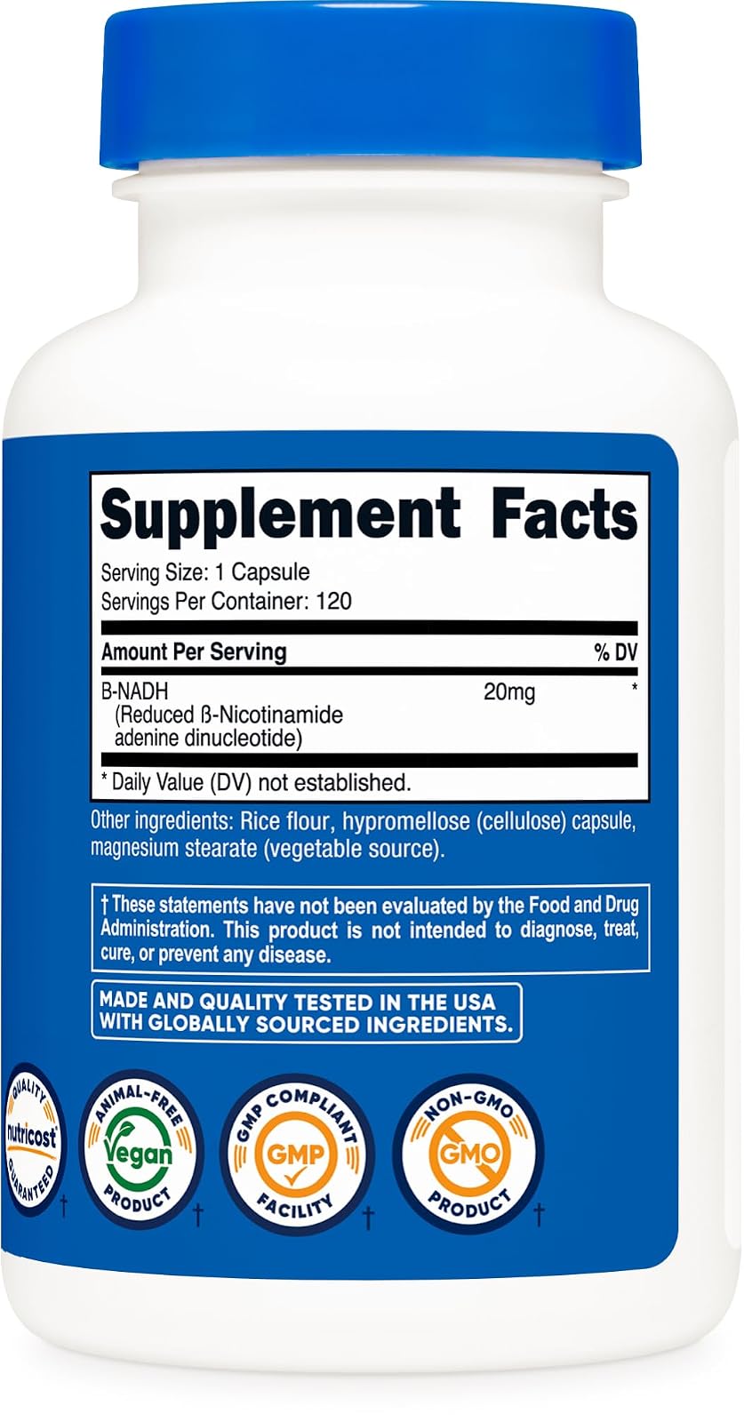 120 capsules of NADH supplement