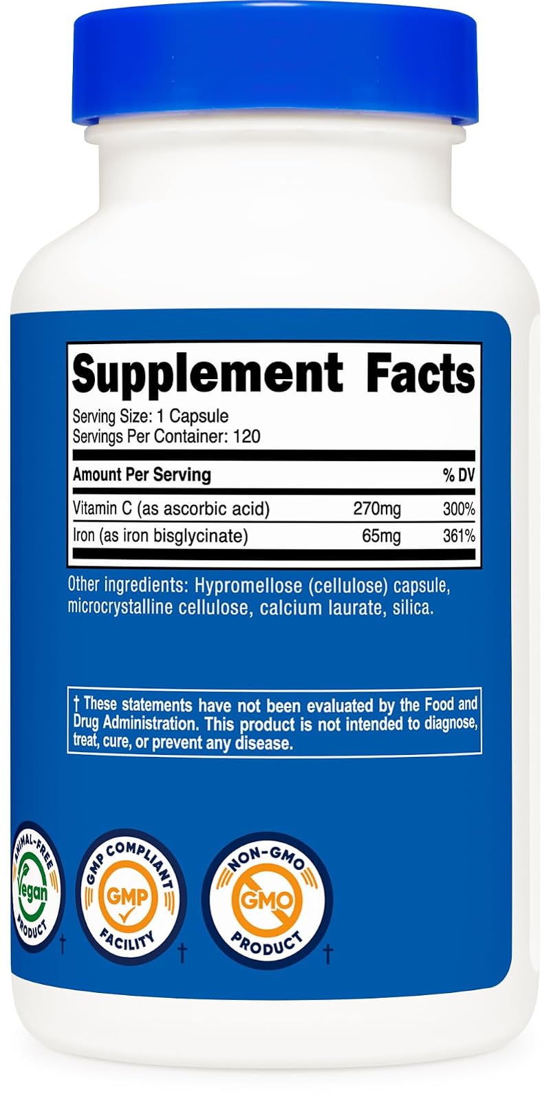 120 capsules of Nutricost iron