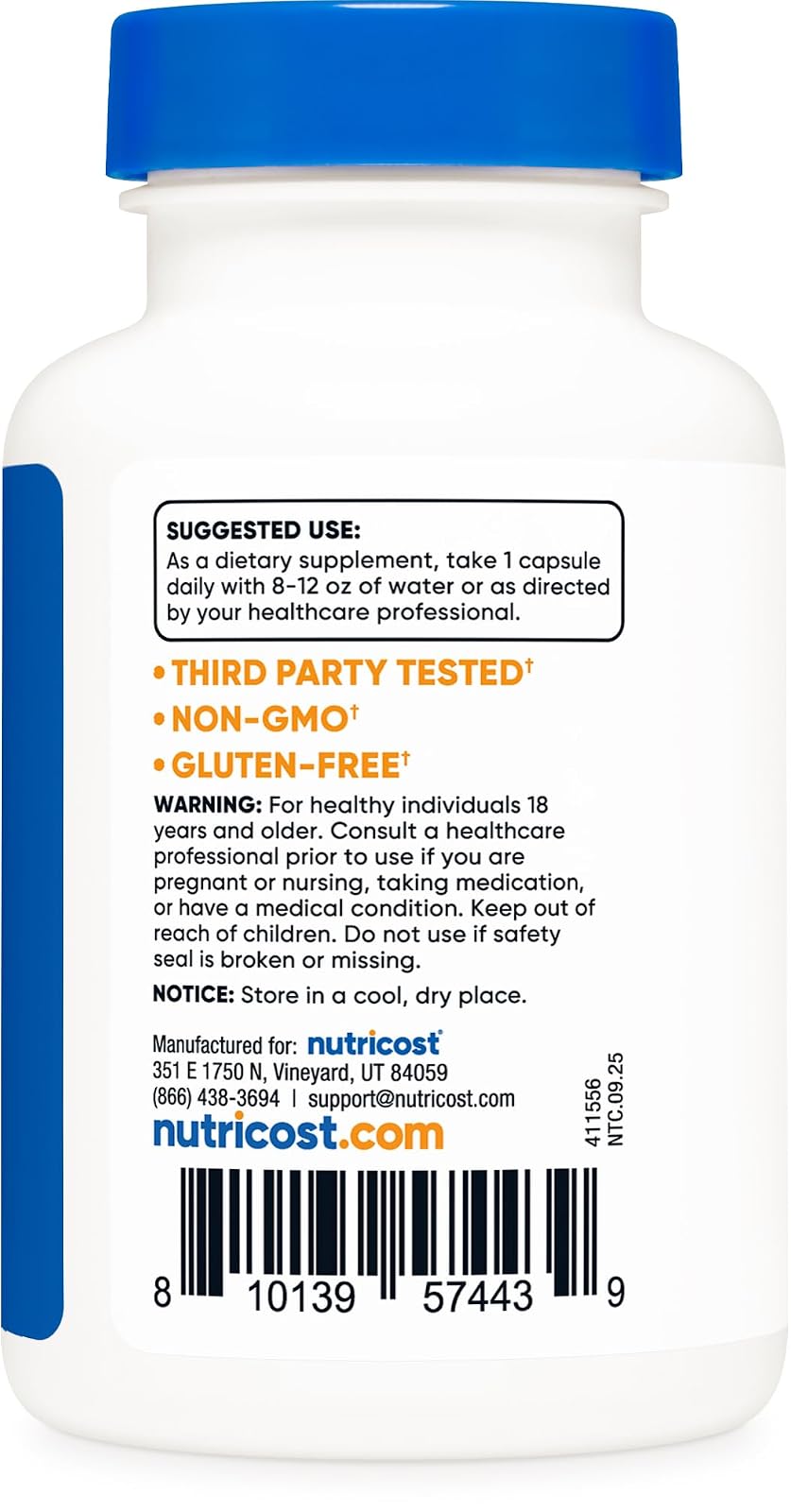 120 capsules of Nutricost lactase