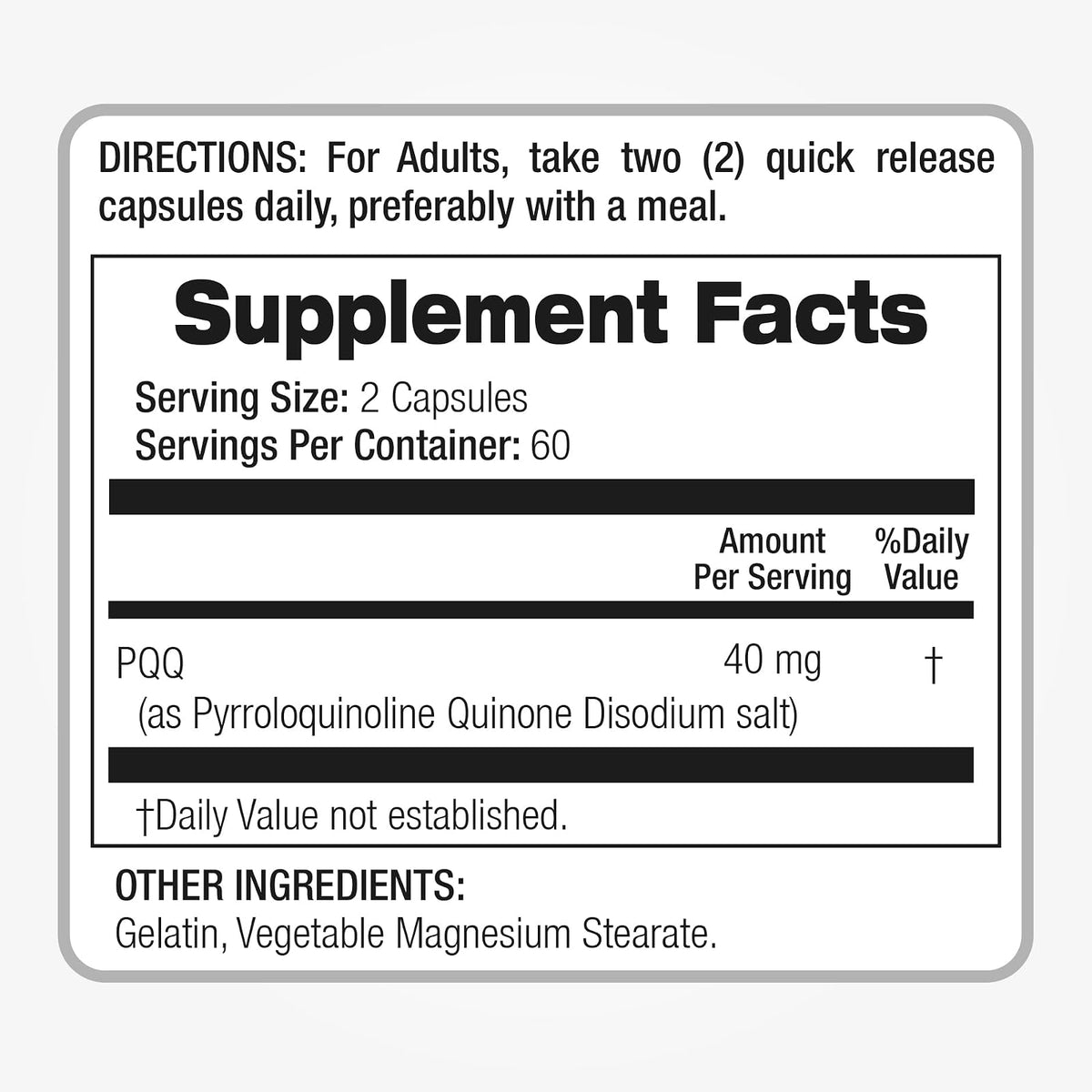 120 capsules of PQQ supplement