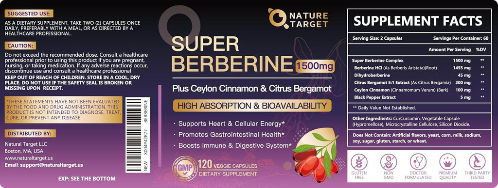 120 capsules of pure Berberine