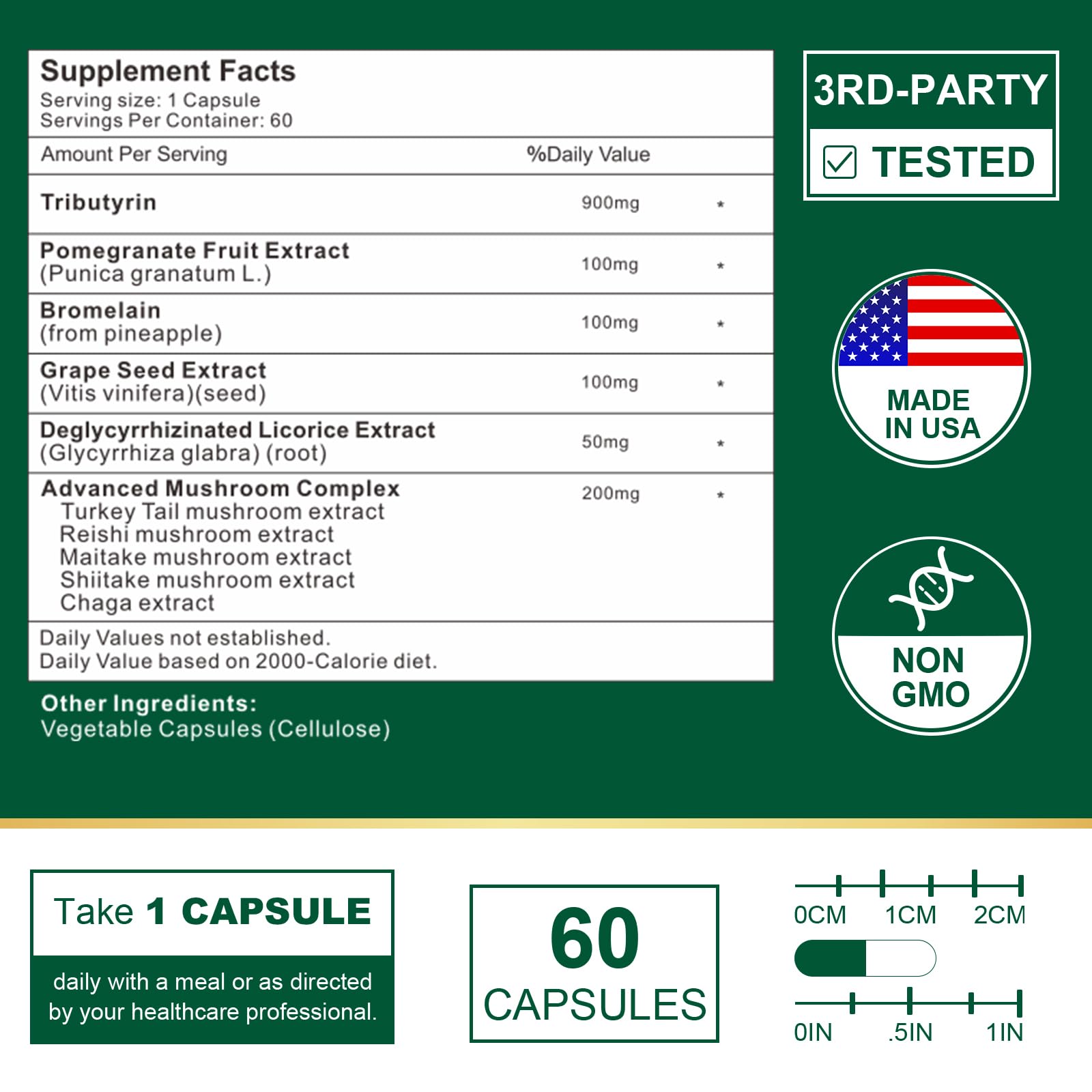 120 capsules of Tributyrin vitamins